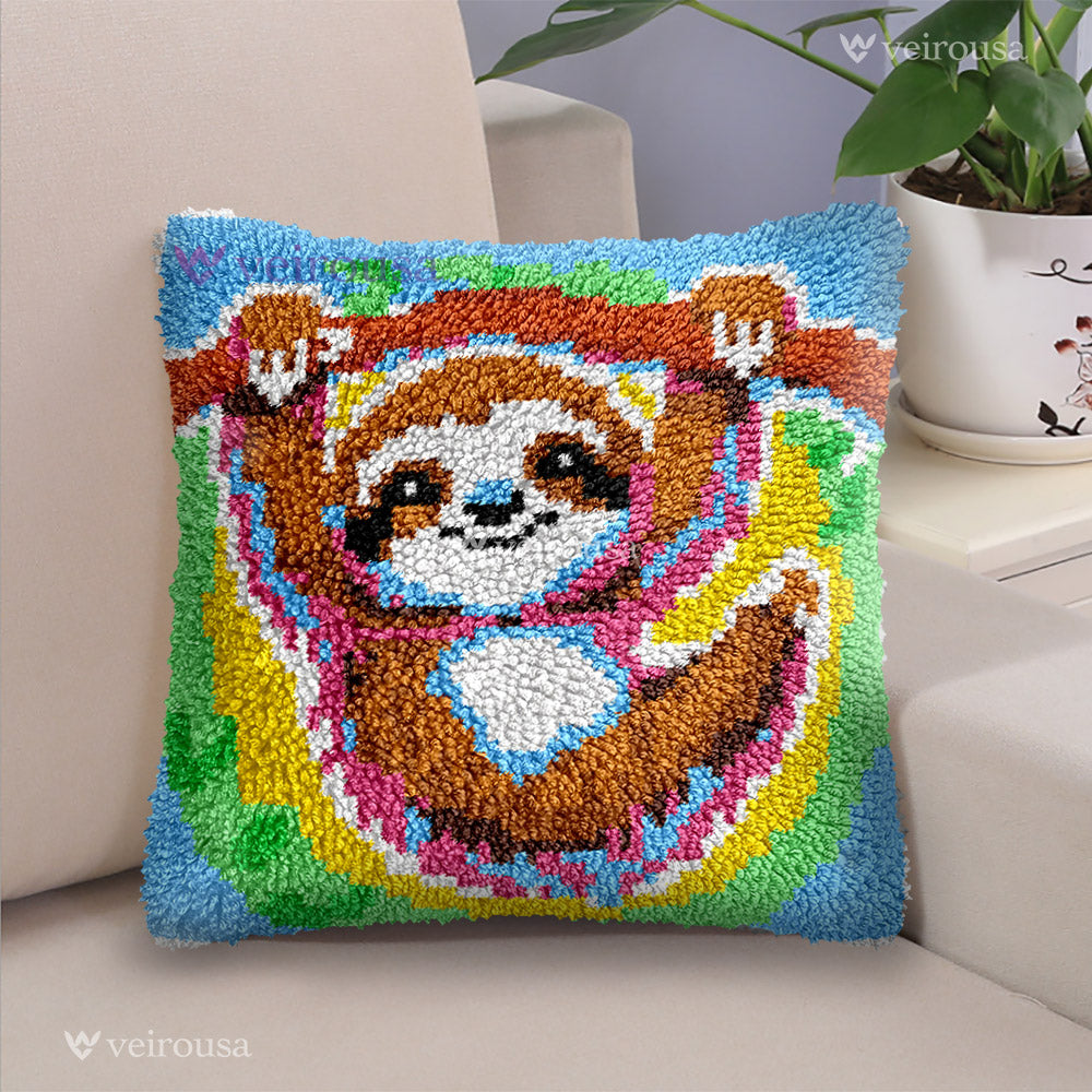 Happy Sloth Latch Hook Pillow Kit – Veirousa